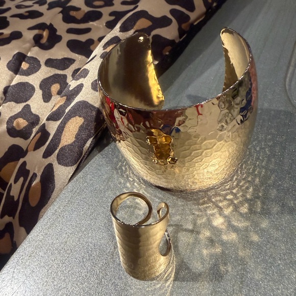 Jewelry | Gold Hammered Cuff And Ring Set | Poshmark